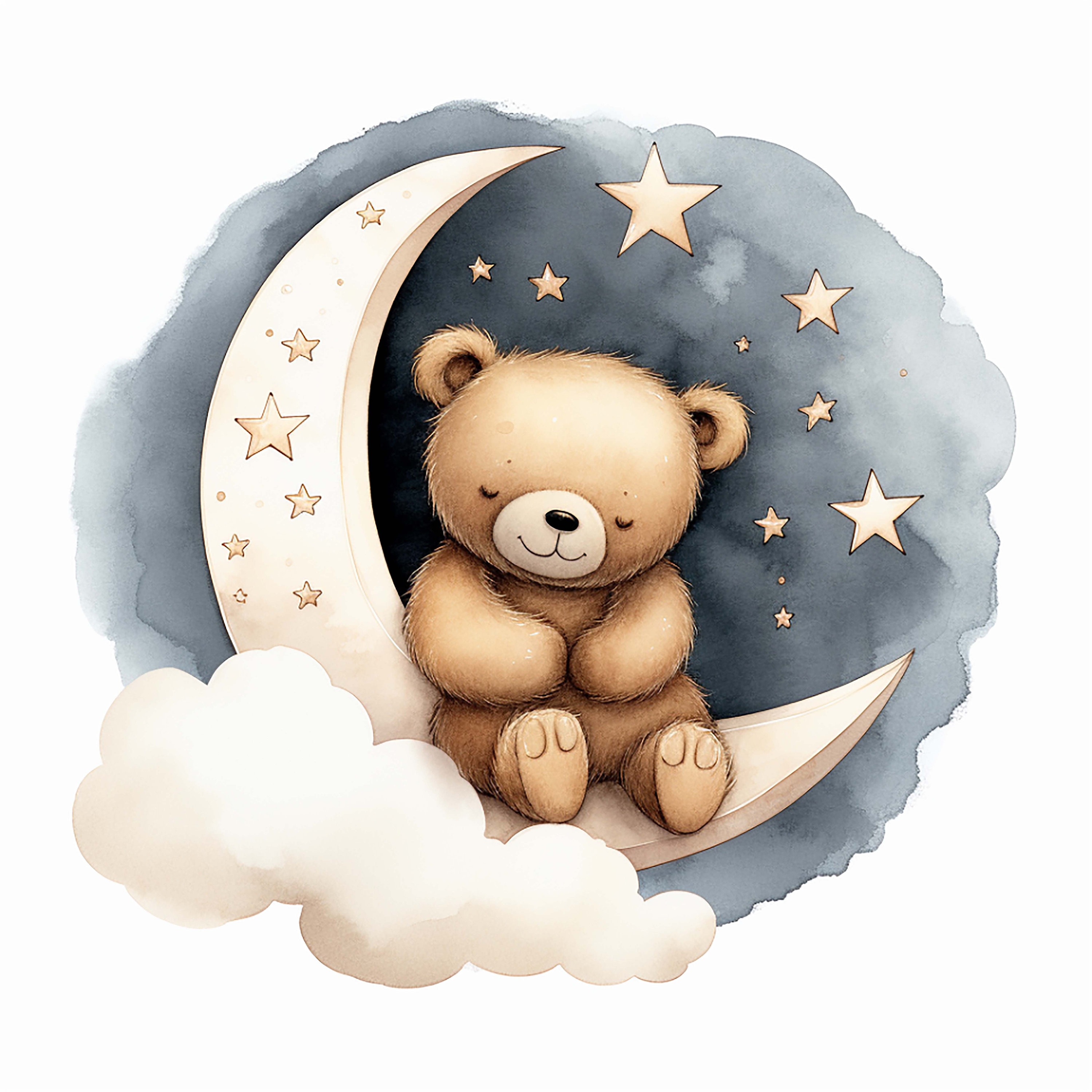 Teddy Bear on Moon Clipart High Quality PNG Moon and Stars - Etsy