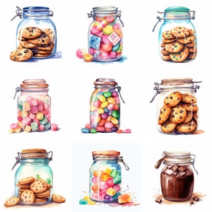 20 Watercolor Jar of Sweets Clipart, PNG, Digital Download, Prints ...
