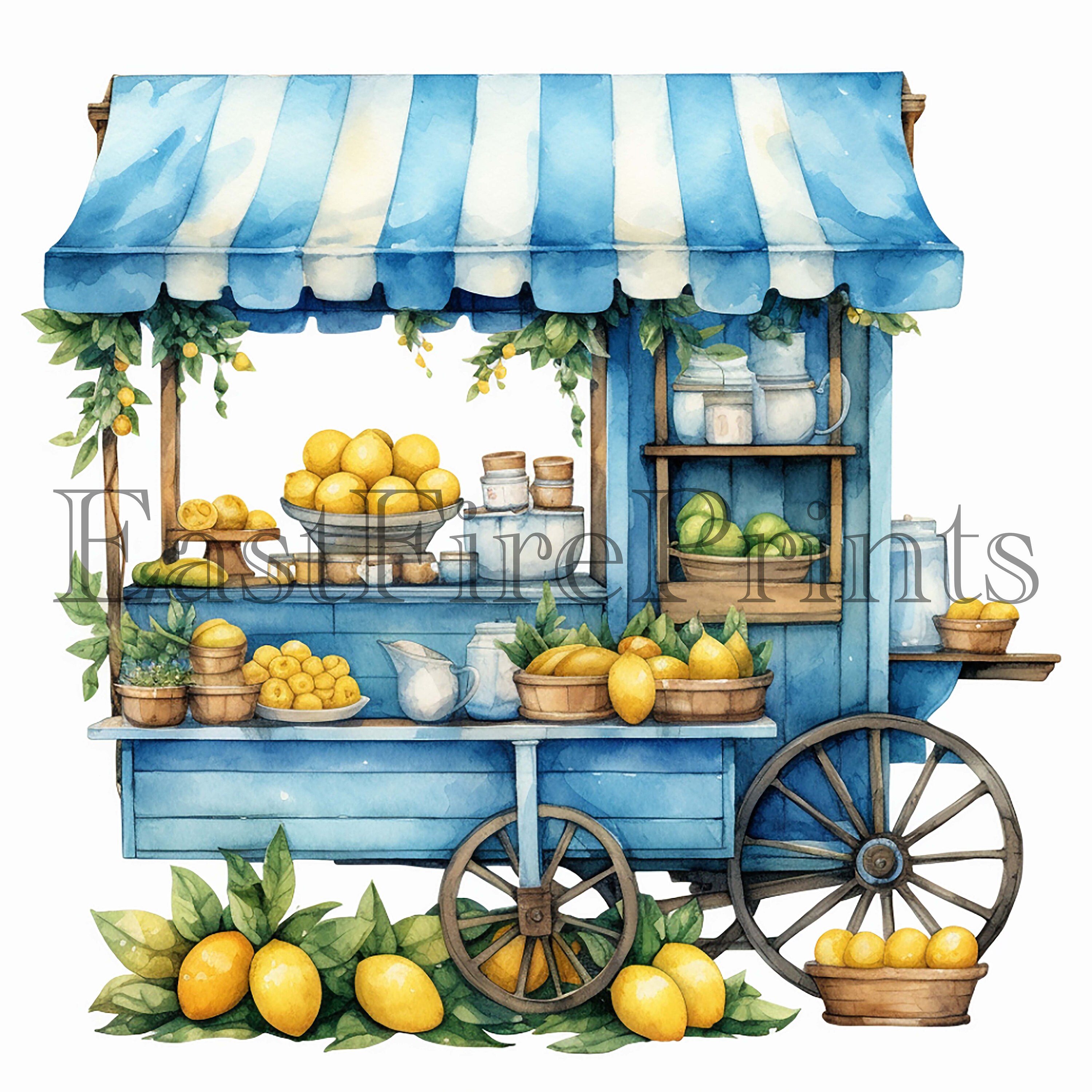 Watercolor Blue Lemonade Stand Clipart PNG Files High Quality - Etsy