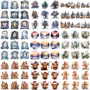 900 Christmas Clipart Bundle, Holiday Clipart, Christmas Png Bundle ...