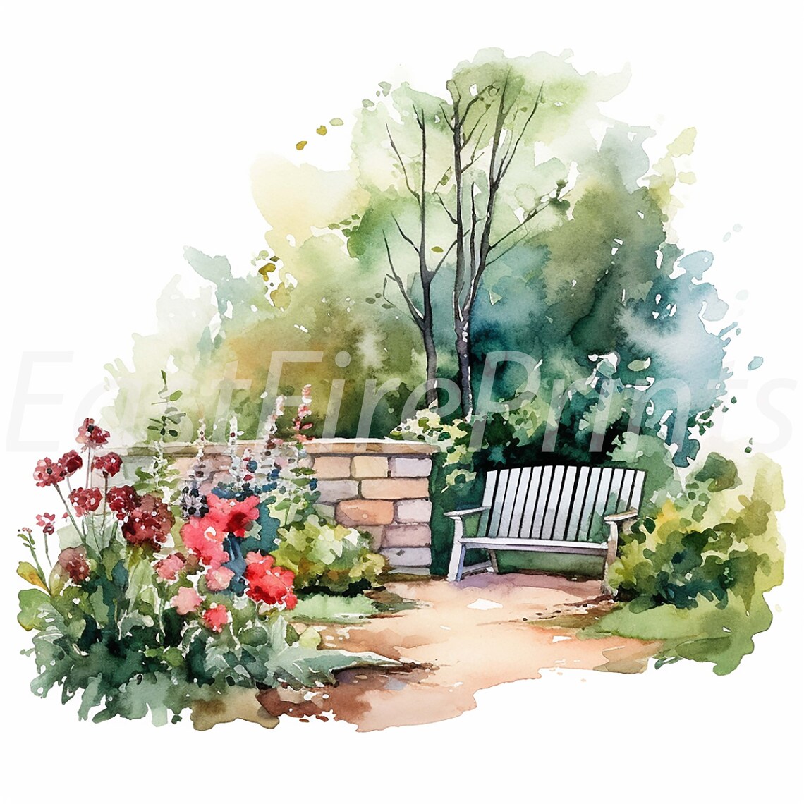 Watercolor Gardening Clipart Set Clipart Floral Digital - Etsy