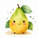 Watercolor Cute Pear Clipart Cute Clipart Fruit Jpg Nursery - Etsy
