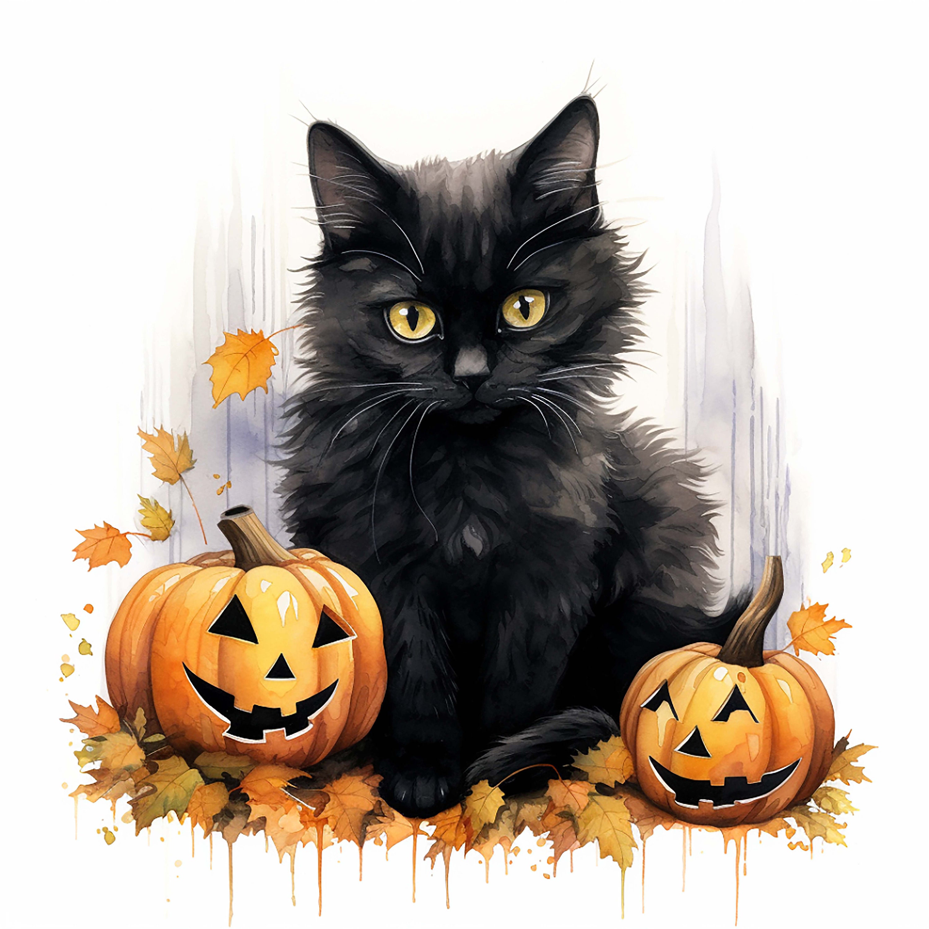 Halloween Black Cat Clipart High Quality Png Halloween - Etsy