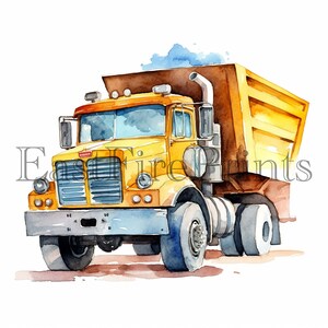 20 Watercolor Construction Vehicles Clipart PNG, Bulldozer, Excavator ...