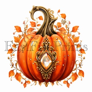 Watercolor Gem Pumpkin Clipart, Halloween Clipart, Pumpkin Png ...