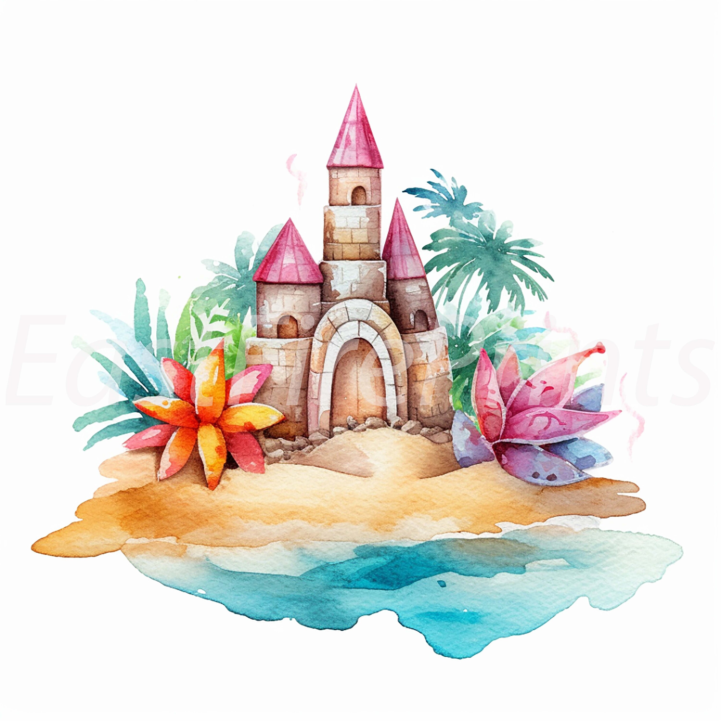 Watercolor Tropical Clipart Set of 13card Making High - Etsy