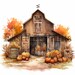 Watercolor Autumn Barn Clipart, High Quality Png, Fall Halloween Cute ...