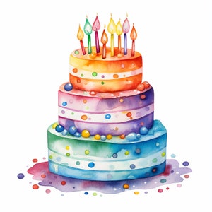 Rainbow Birthday Cake Clipart, High Quality Png Cake Png Dessert ...