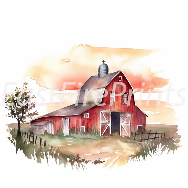 20 Watercolor Red Barn Clipart Bundle Farmhouse - Etsy