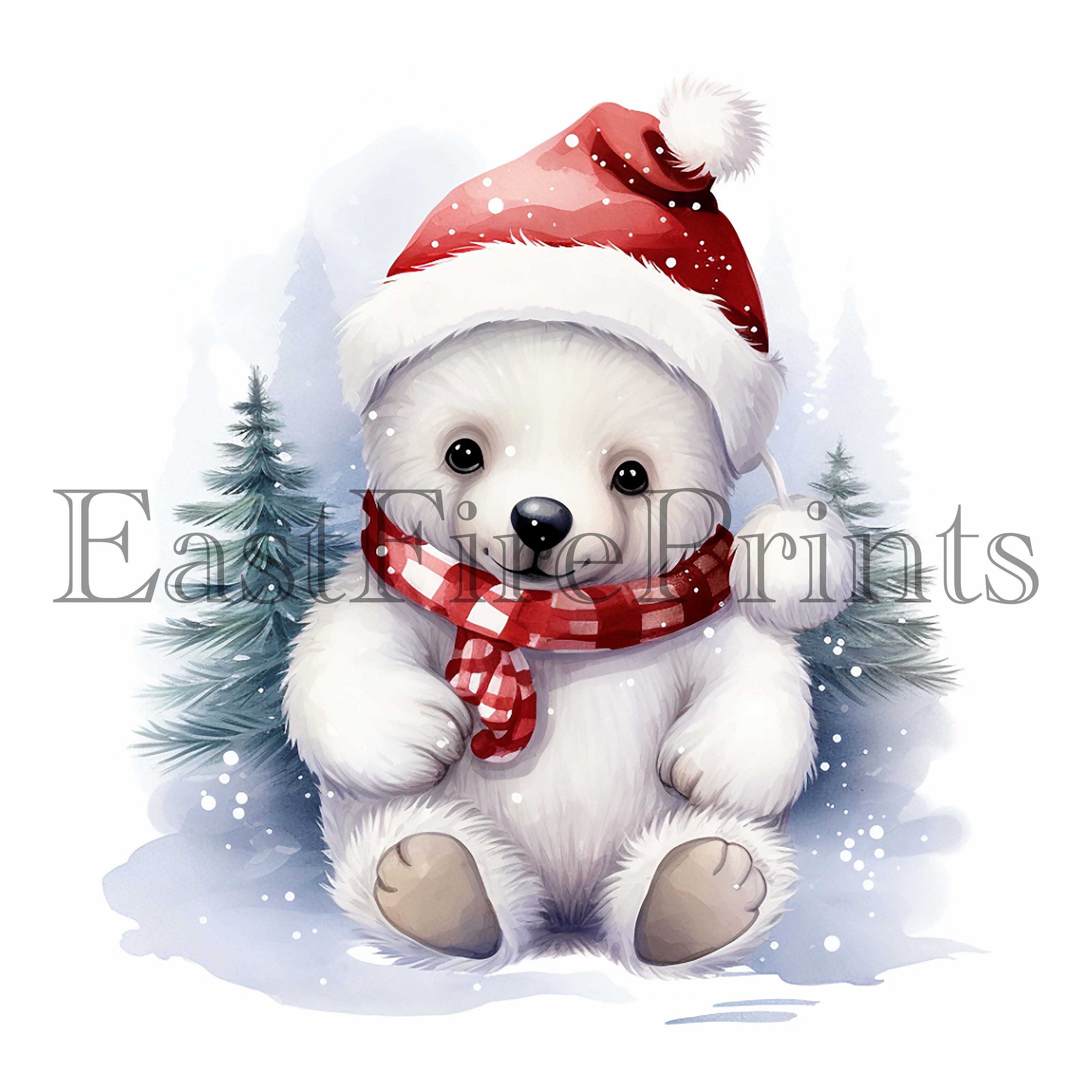 Watercolor Christmas Polar Bear Clipart High Quality Png - Etsy