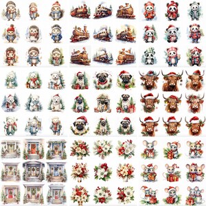 900 Christmas Clipart Bundle, Holiday Clipart, Christmas Png Bundle ...