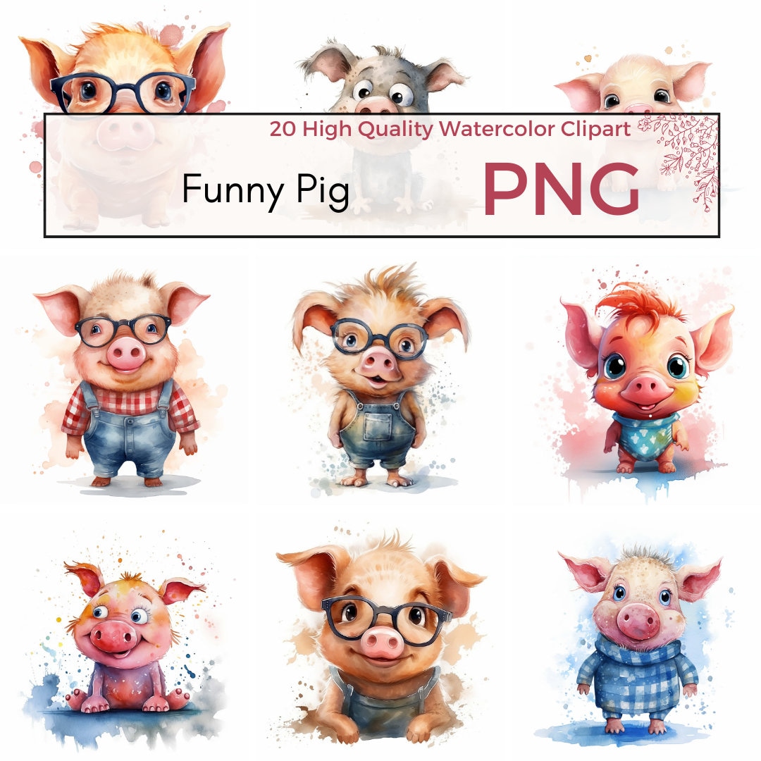 Funny Quirky Pig Clipart, High Quality PNG, Cute Farm Animals Clipart ...