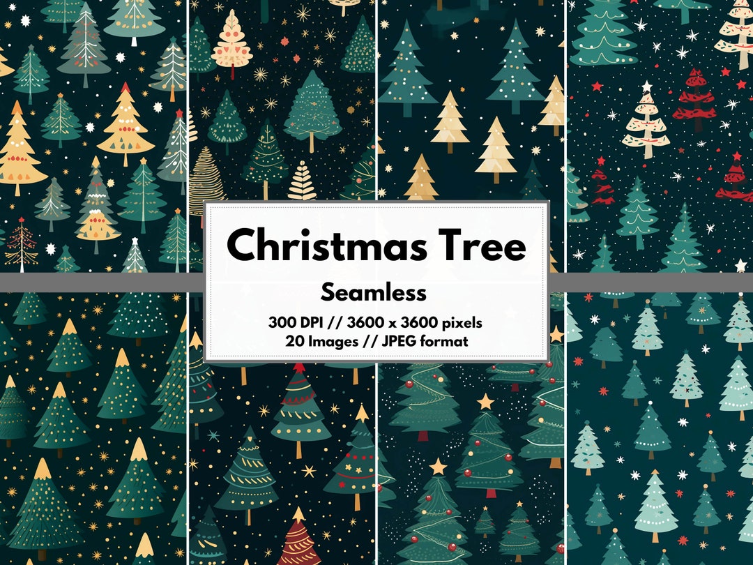 Christmas Tree Digital Paper, Seamless Pattern, Printable Textures ...