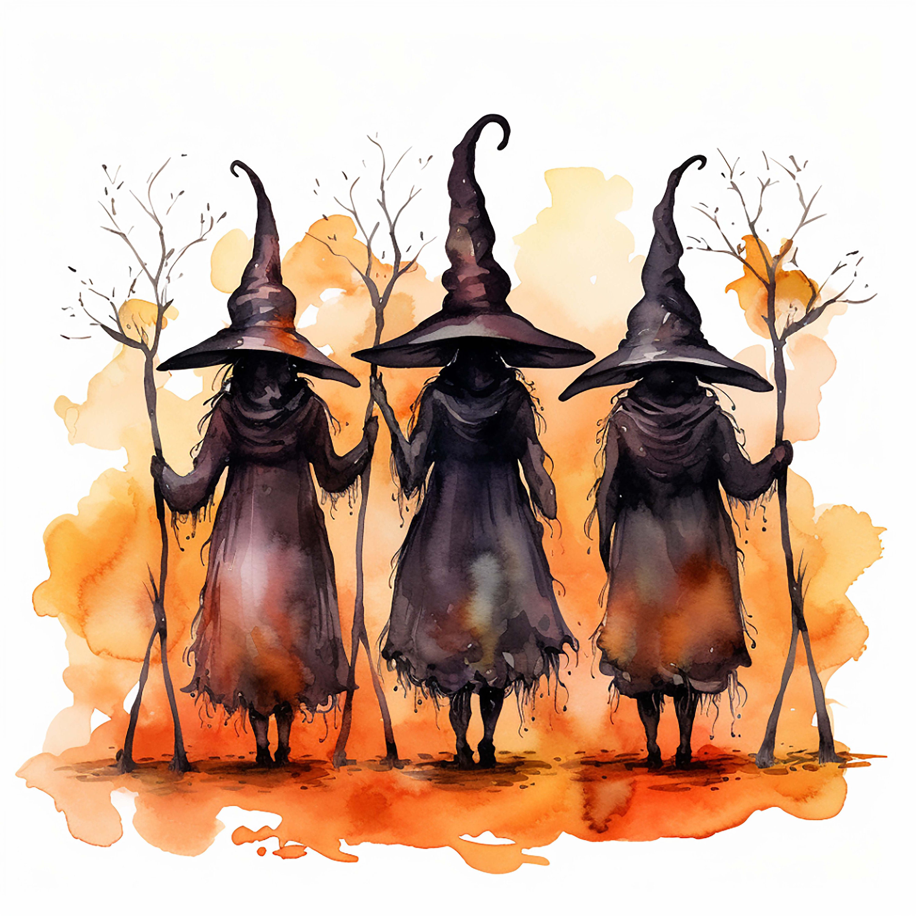 Three Witches Clipart High Quality PNG Halloween Decor - Etsy