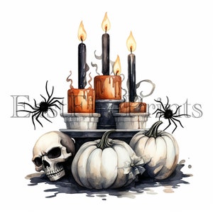 Watercolor Halloween Candle Clipart PNG, Spooky, Fall Candles Clip Art ...