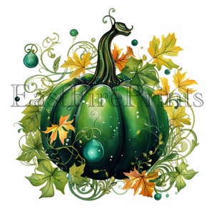 Watercolor Gem Green Pumpkin Clipart, Fantasy Png, Halloween Png ...