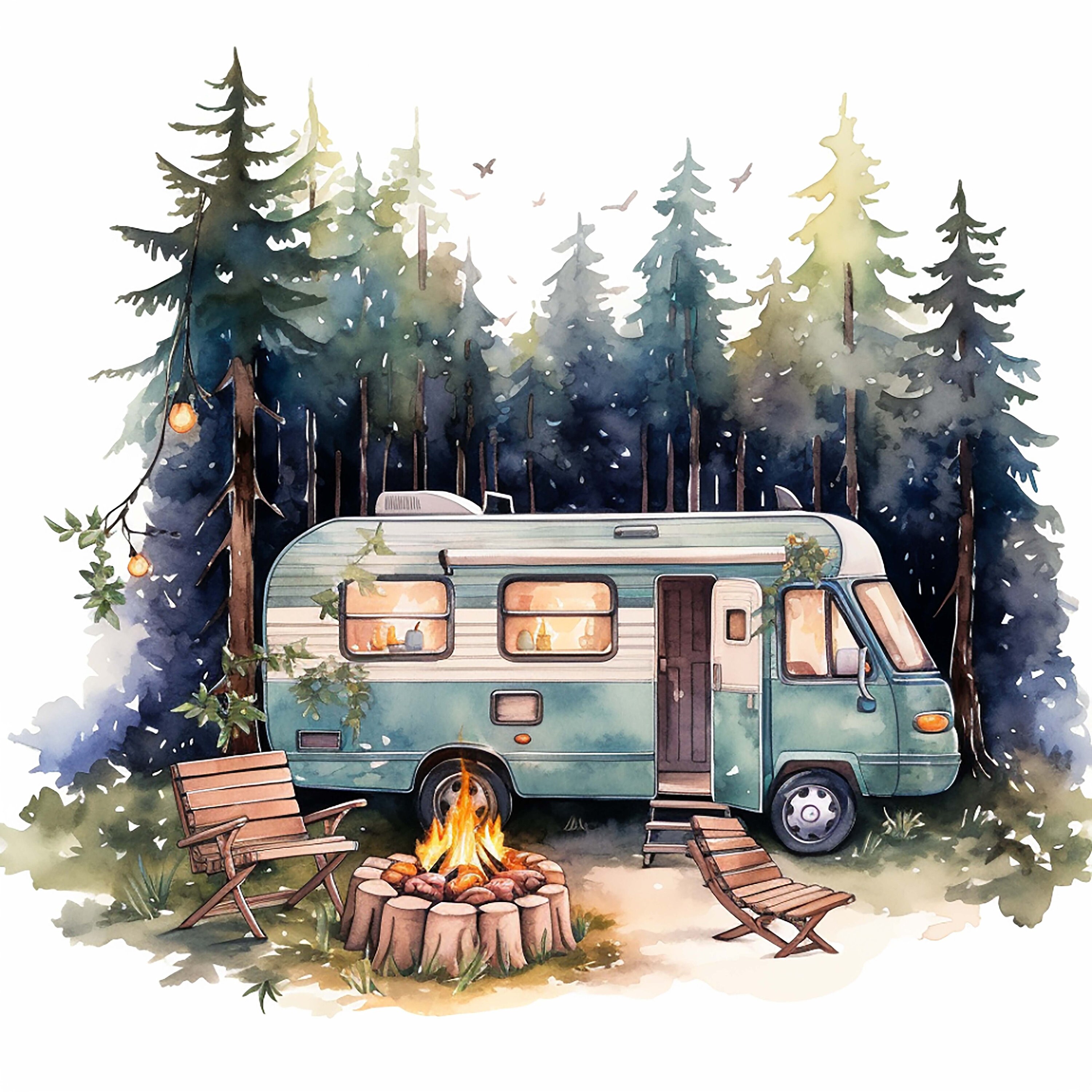 Adventure Camper Clipart High Quality Png Vacation Clipart - Etsy