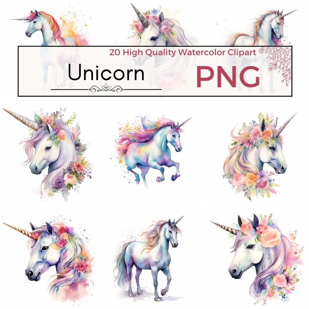 Watercolor Unicorn Clipart PNG, Mythical Creature Clip Art, Fantasy ...