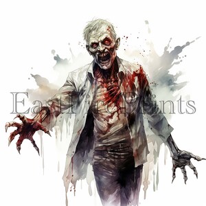 Zombie Watercolor Clipart, Horror Clipart, Zombie Clipart, Halloween ...