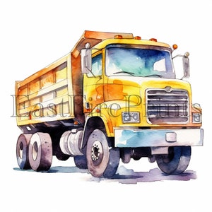 20 Watercolor Construction Vehicles Clipart PNG, Bulldozer, Excavator ...