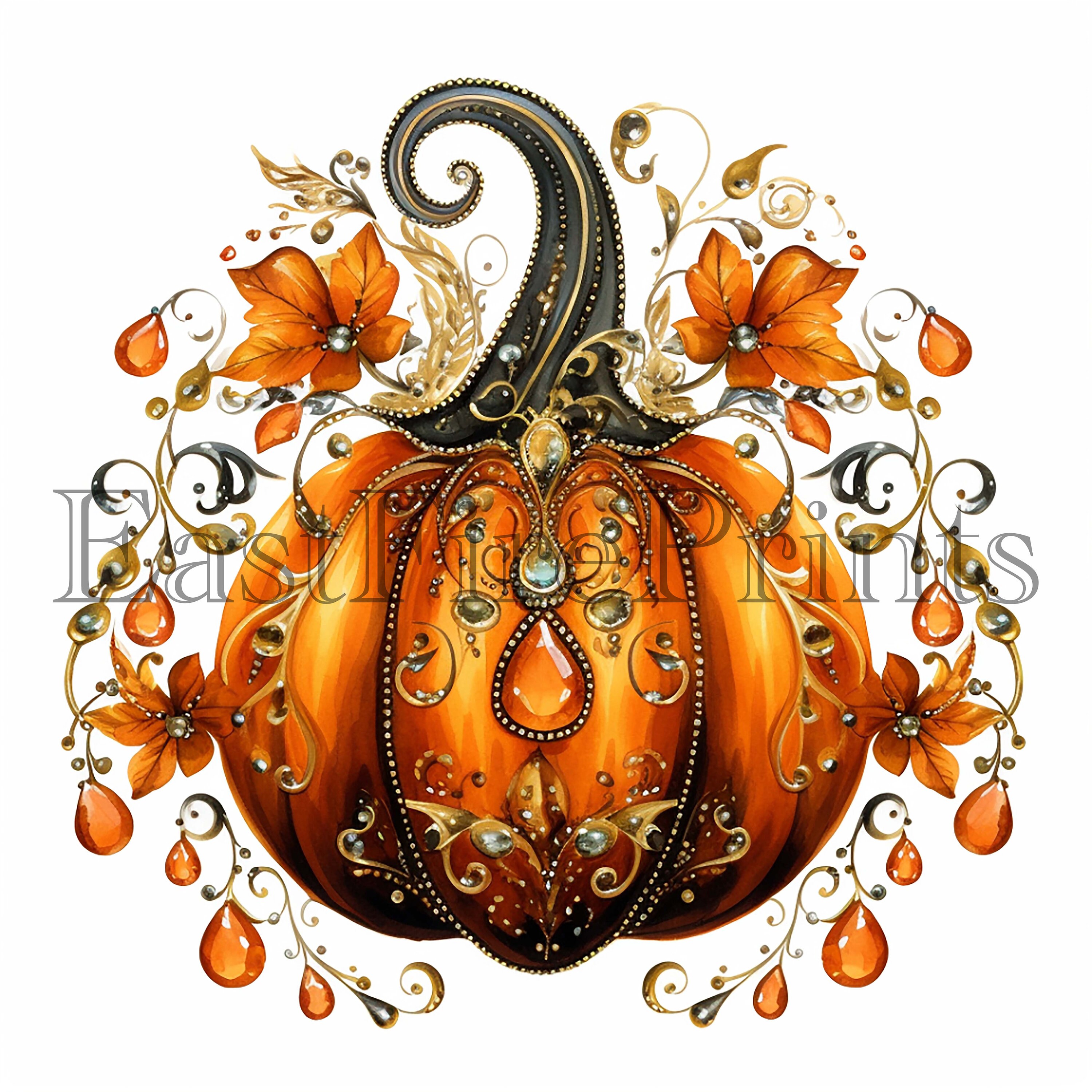 Gem Orange Pumpkin Clipart Watercolor Clipart Halloween - Etsy