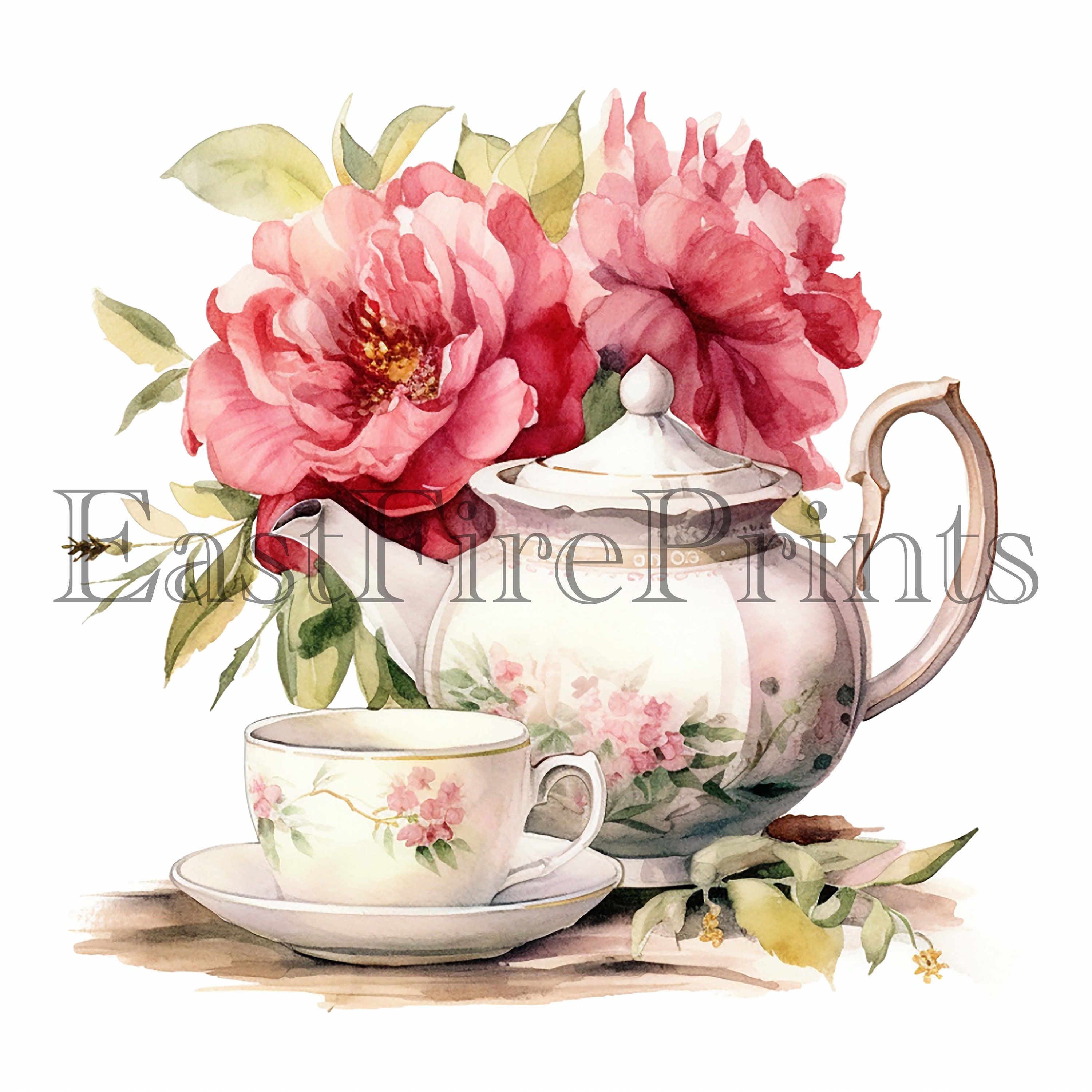 20 Watercolor Tea Time Clipart PNG Tea Party Vintage - Etsy