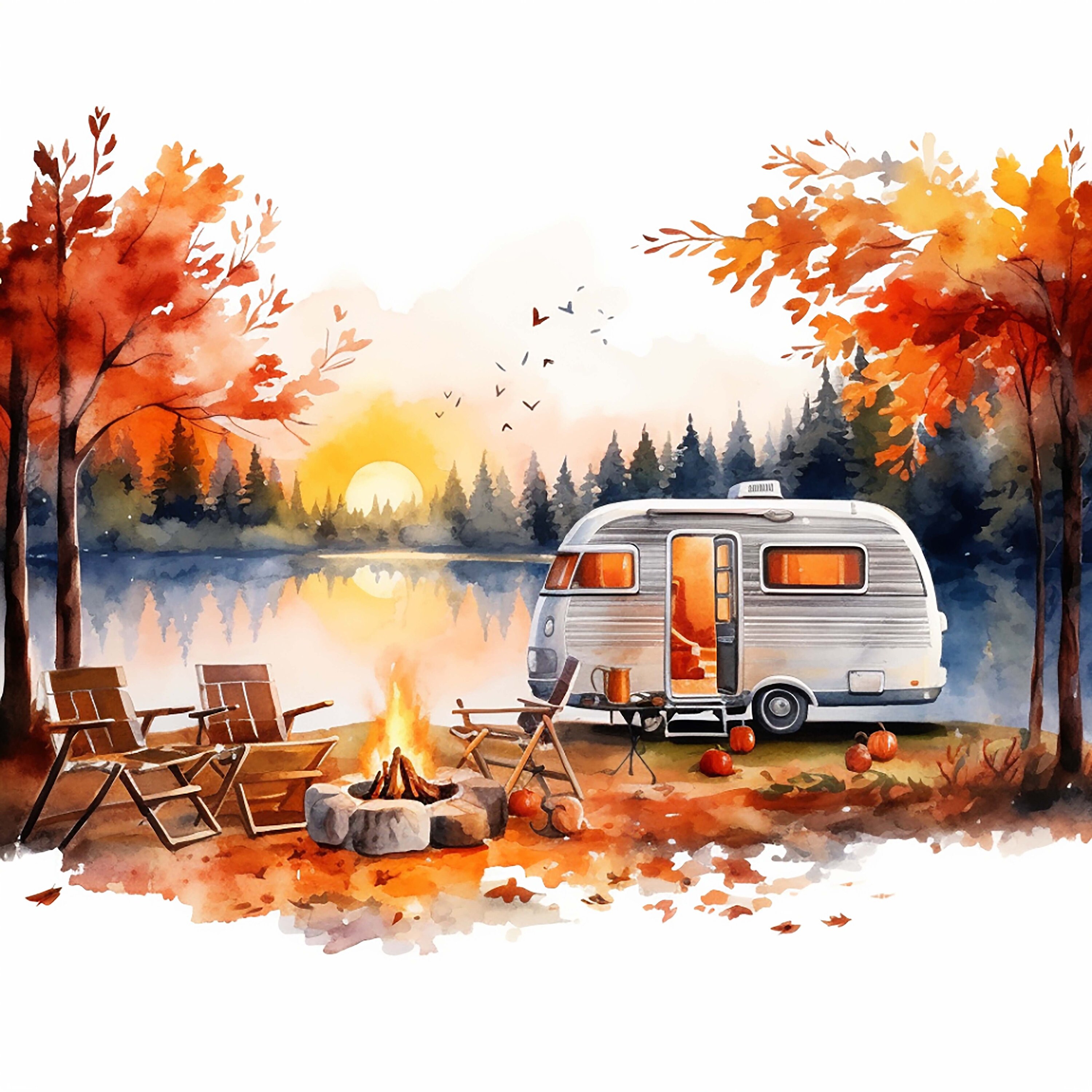 Autumn Campers Clipart Autumn Png Fall Clipart Camping - Etsy