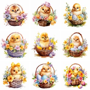 Watercolor Easter Egg Basket Clipart, High Quality JPG, Easter Clipart ...