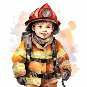 Watercolor Firefighter Clipart, Cute Graphics Nursery Clipart Children ...
