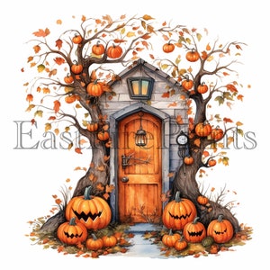 Autumn Orange Door Clipart, Halloween Png, Autumn Clipart, Pumpkin ...