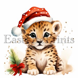 Watercolor Baby Safari Animals Christmas Clipart, Cute Adorable Xmas ...