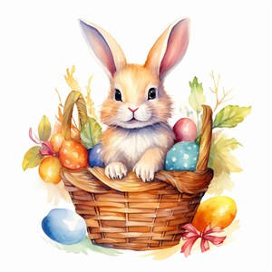 Easter Bunny Basket Clipart, High Quality PNG, Easter Clipart, Cute ...