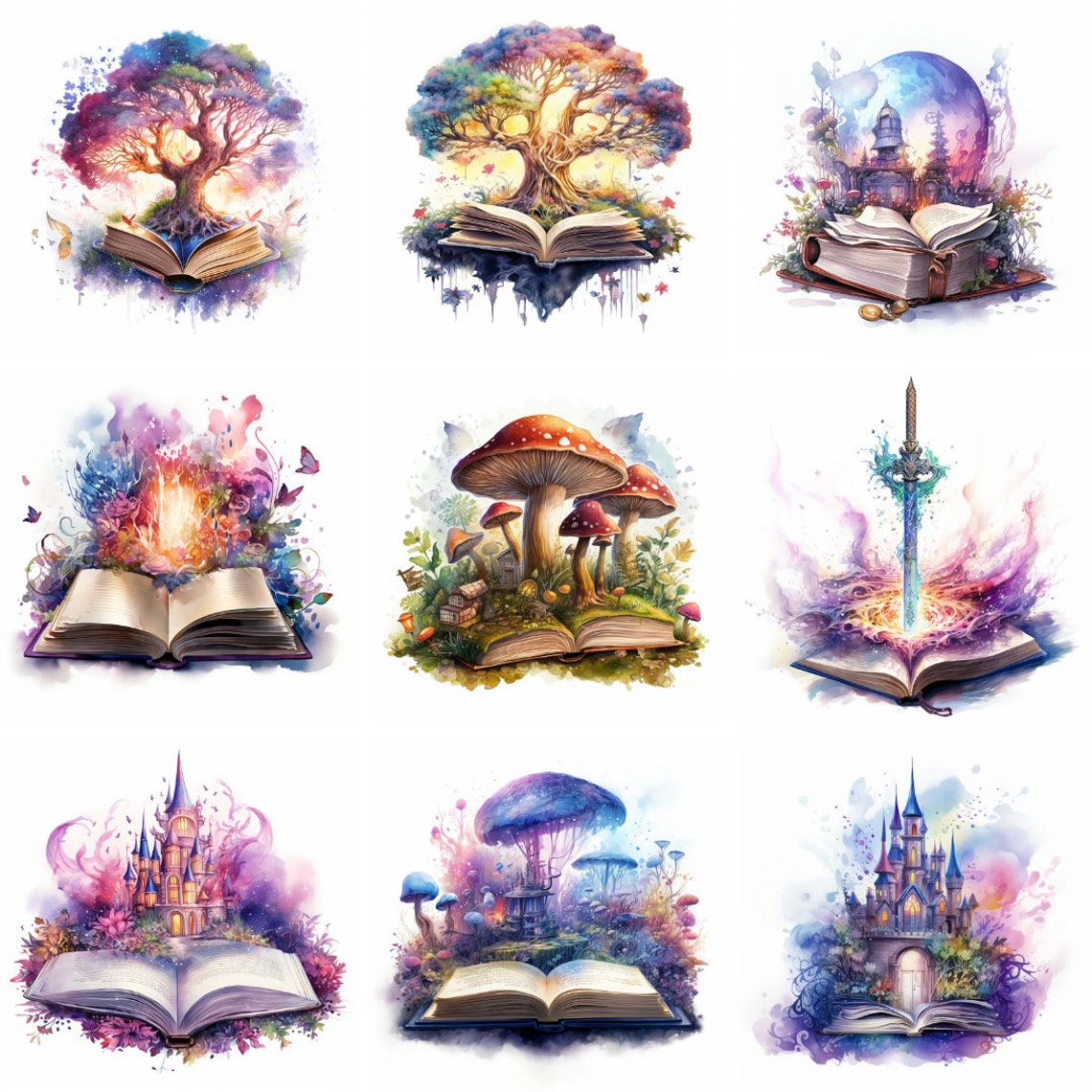 PNG Watercolor Fantasy Book Clipart High Quality Png - Etsy