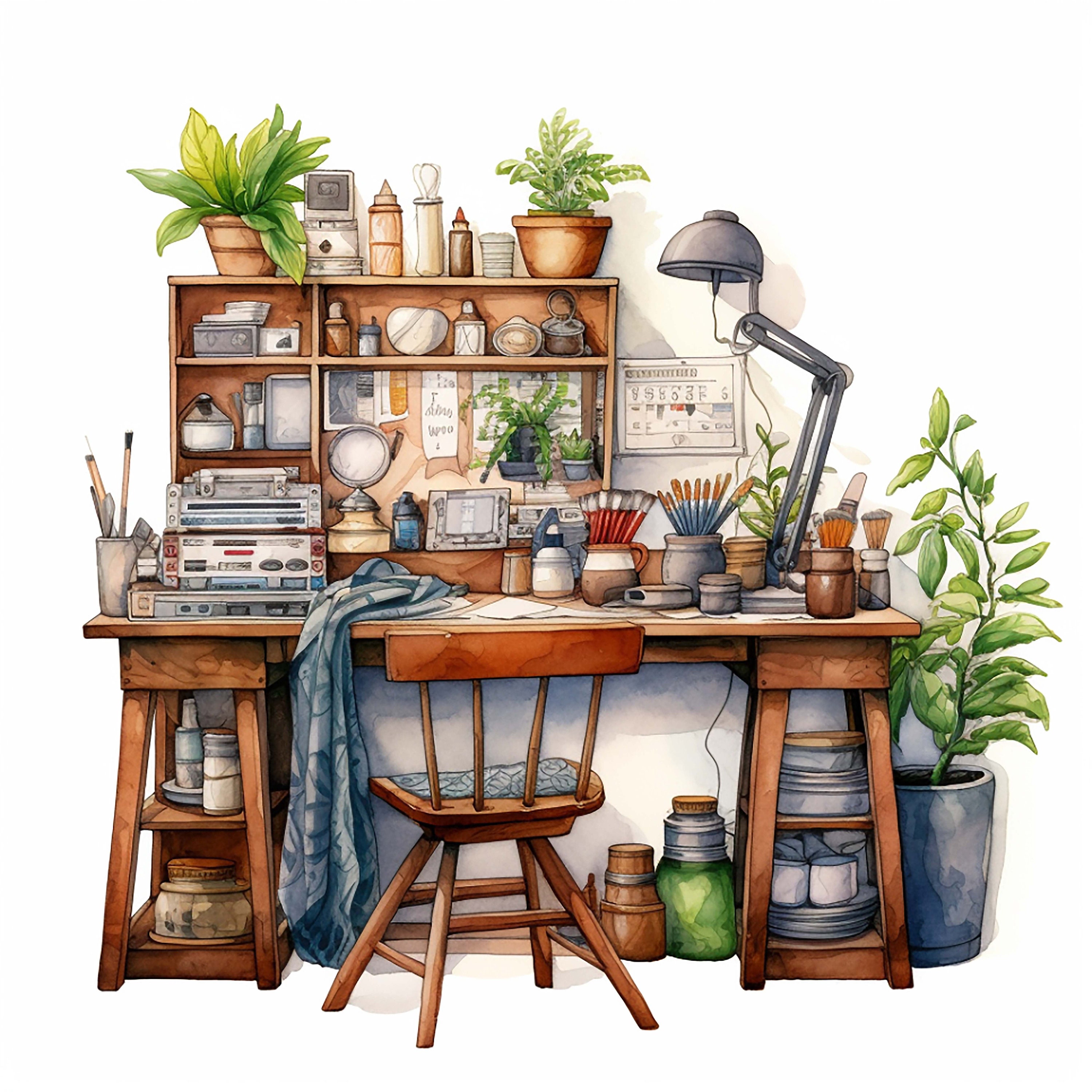 Watercolor Art Studio Clipart Studio Png Printables Art - Etsy