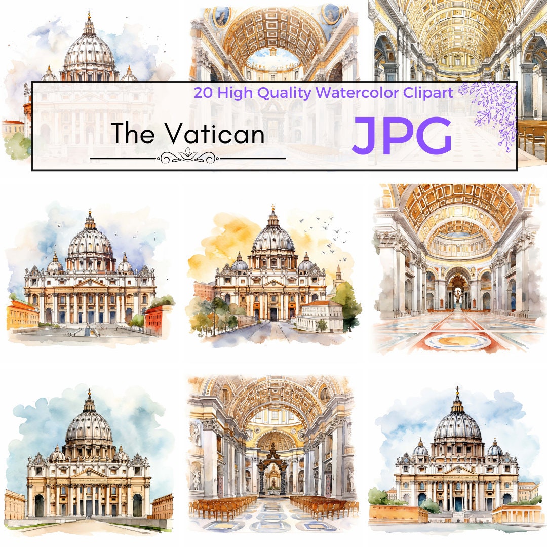 Watercolor Vatican Clipart, Religious Clipart Catholic Sublimation ...