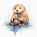 20 Watercolor Sea Otter Clipart Set Wildlife Clipart Commercial License ...