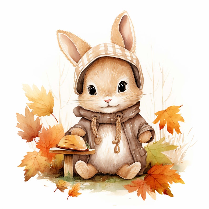 Autumn Bunny Clipart High Quality Png Fall Clipart Autumn Art - Etsy