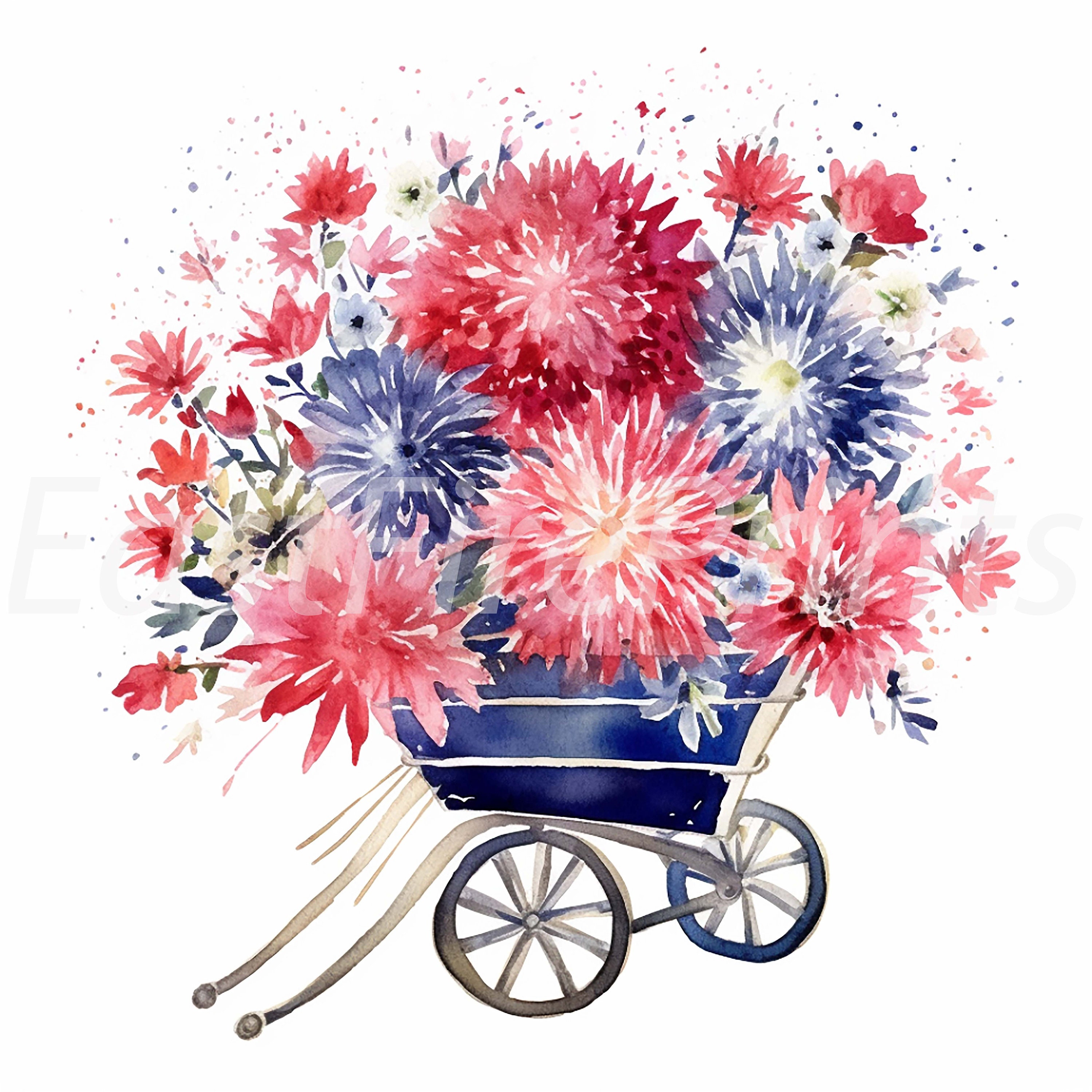 Watercolor 4th of July Floral Clipart Collection 3 Patriotic - Etsy