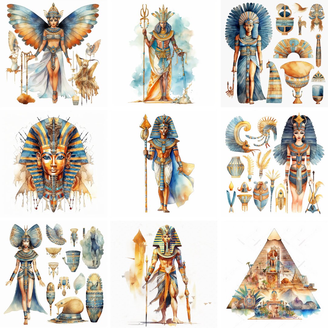 20 Watercolor Ancient Egypt Clipart PNG Pyramids Cleopatra - Etsy UK