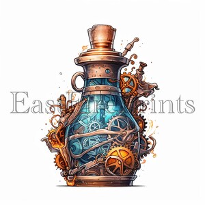 Steampunk Potions Bottle Clipart PNG, Steampunk Clipart Graphics and ...