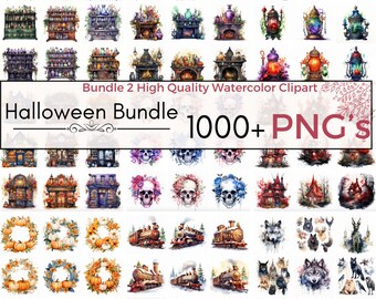 Watercolor Halloween Cupcake Clipart Bundle Halloween - Etsy