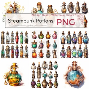 Steampunk Potions Bottle Clipart PNG, Steampunk Clipart Graphics and ...