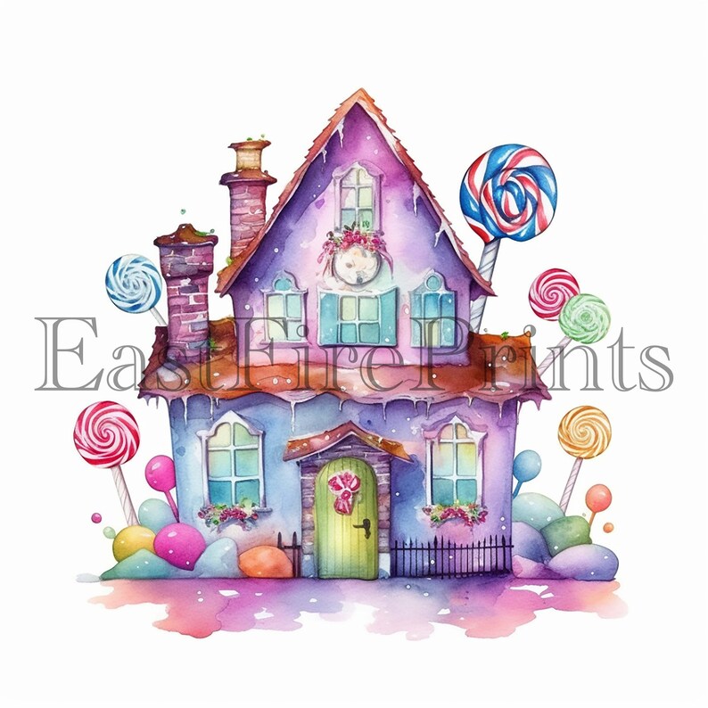 20 Watercolor Candy House Clipart PNG Fairy Tale Sweets - Etsy