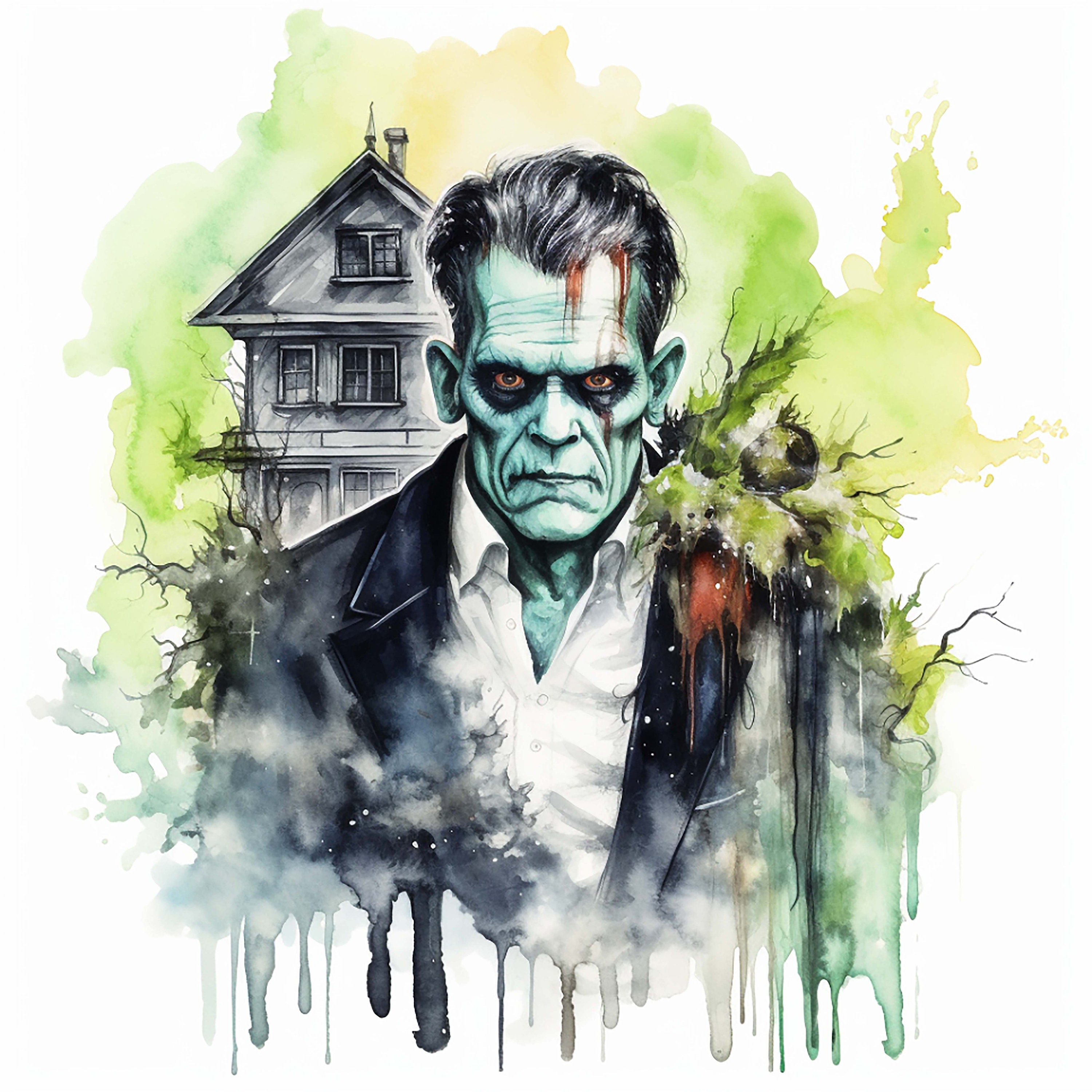 Frankenstein Clipart High Quality Png Halloween Printables - Etsy