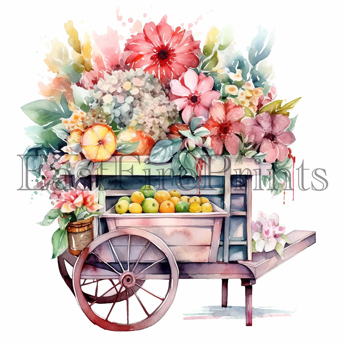 20 Watercolor Floral Flower Cart Clipart Floral Design PNG - Etsy