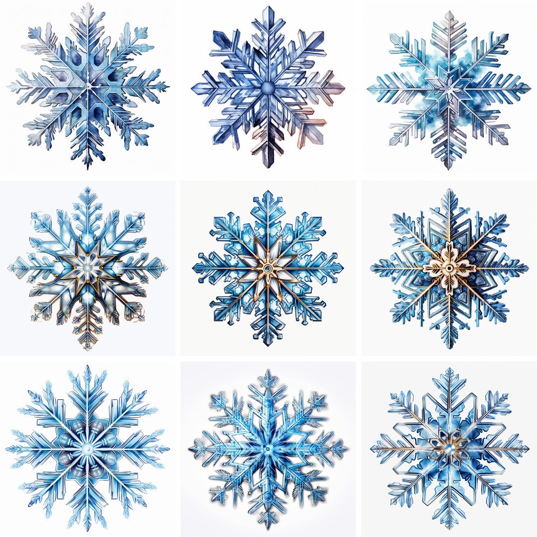 Watercolor Snowflake Clipart, High Quality Png Files, Winter Clip Art ...