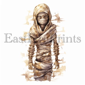 Watercolor Mummy Clipart, Halloween Clipart, Gothic Clipart, Scary Png ...