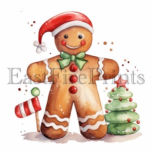 Watercolor Gingerbread Clipart PNG Files, Christmas Clip Art, Winter ...