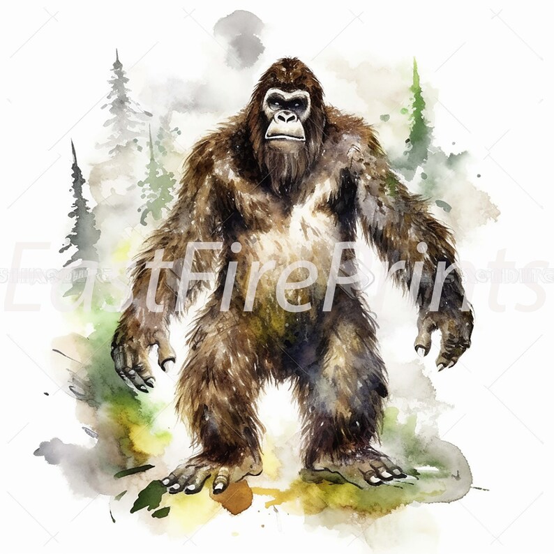 Set of 20 Watercolor Bigfoot Clipart Sasquatch Illustrations - Etsy