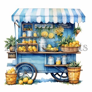 Watercolor Blue Lemonade Stand Clipart PNG Files, High Quality Food ...
